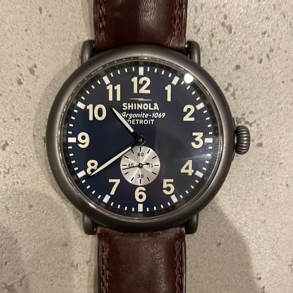 Shinola | Accessories | Mens Shinola Watch Black Face Wdark Brown ...
